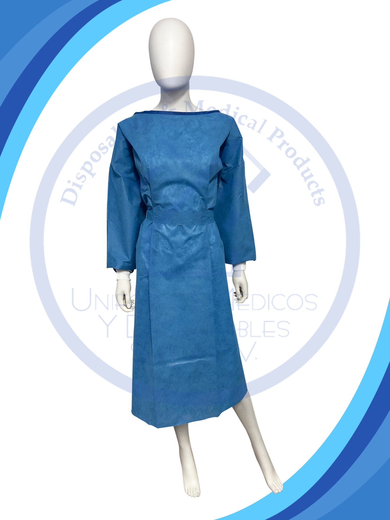 0016, BATA CIRUJANO SMS AZUL C/TIRAS EN CUELLO 120 L. - UMD
